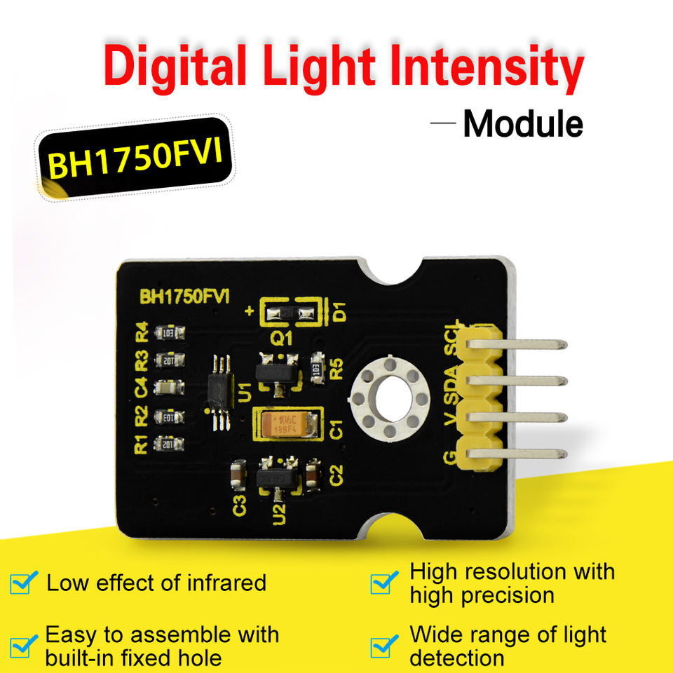 Keyestudio IIC Interface BH1750FVI Digital Light Intensity Sensor ...