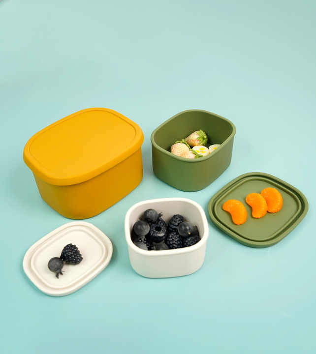 900Ml Silicone Bento Box Soft Safe Food Storage Container Square Bpa ...