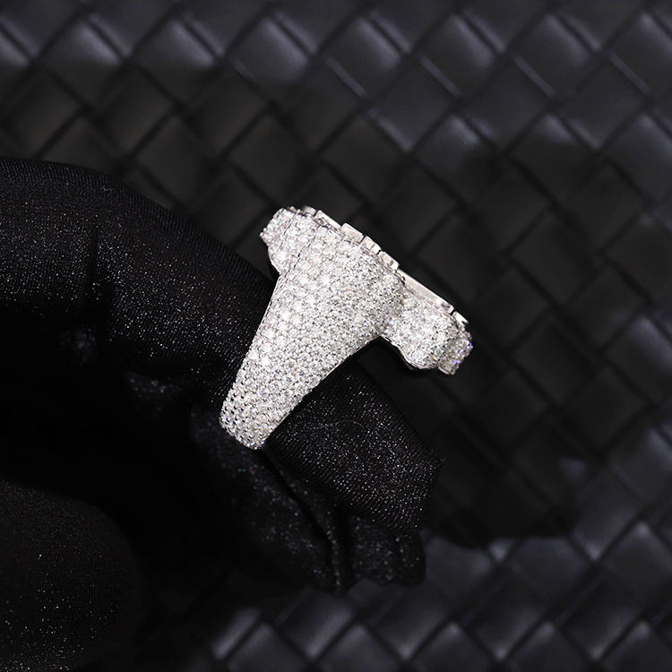 Moissanite Cuban Ring - Customized Men's White Gold Plated S925 ...