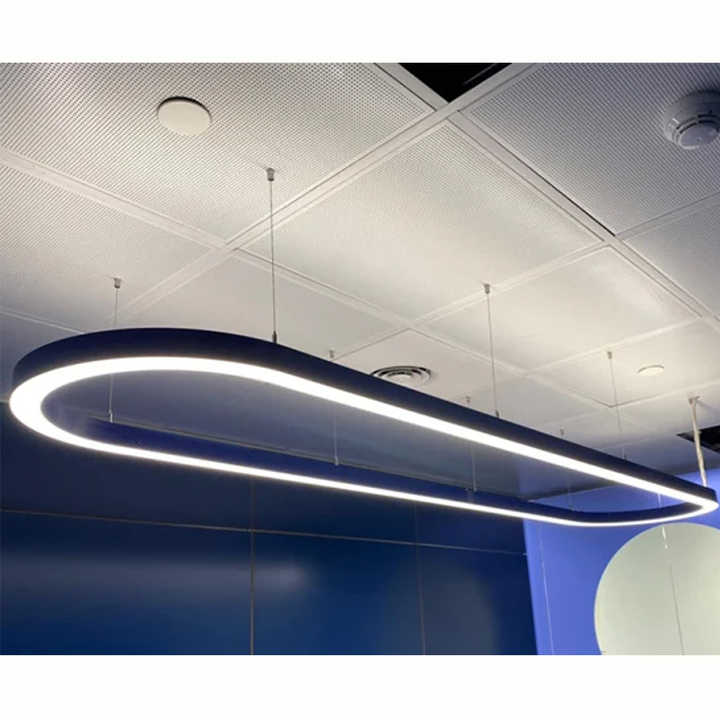 Aluminum profile oval shaped pendant light fixture for office with ...