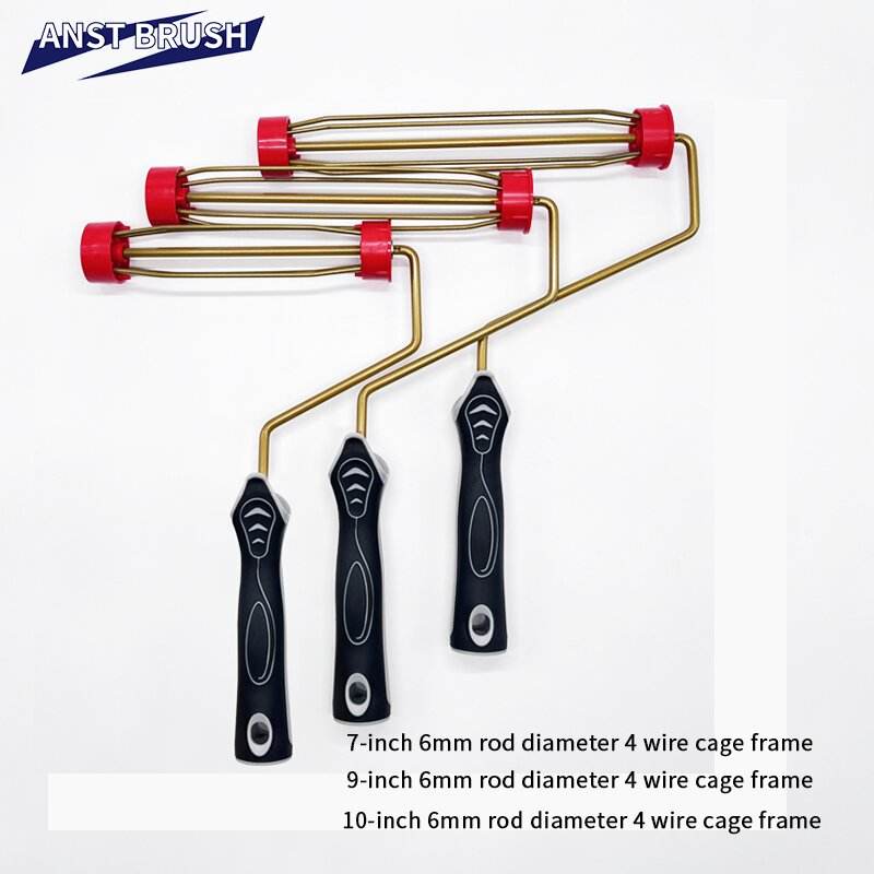 ANST 9" 4-Wire Golden Stainless Steel Paint Roller Frame 6mm Rod ...