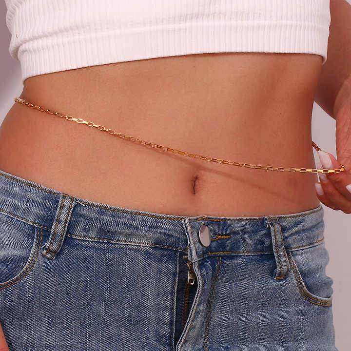 Non Tarnish Sexy Belly Chain Waterproof Body Chain Stainless Steel 18k Gold Plated Waist Chain ...