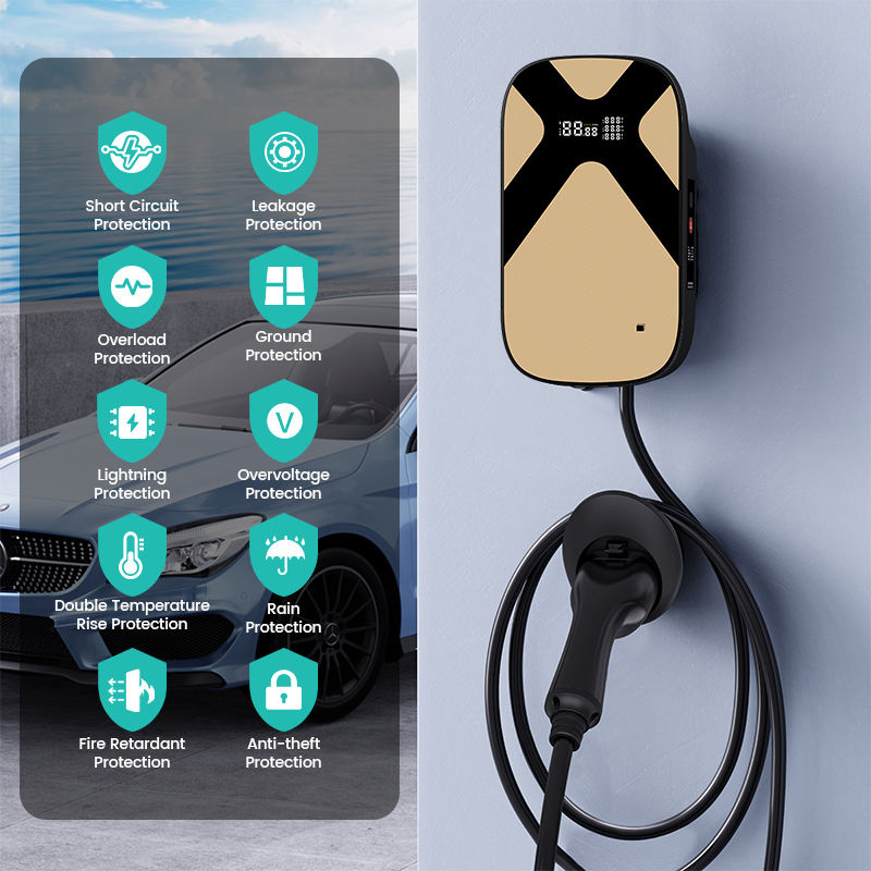 Wall-Mounted 7kW EV Charger Station App-Controlled Fast Charging IP55 ...