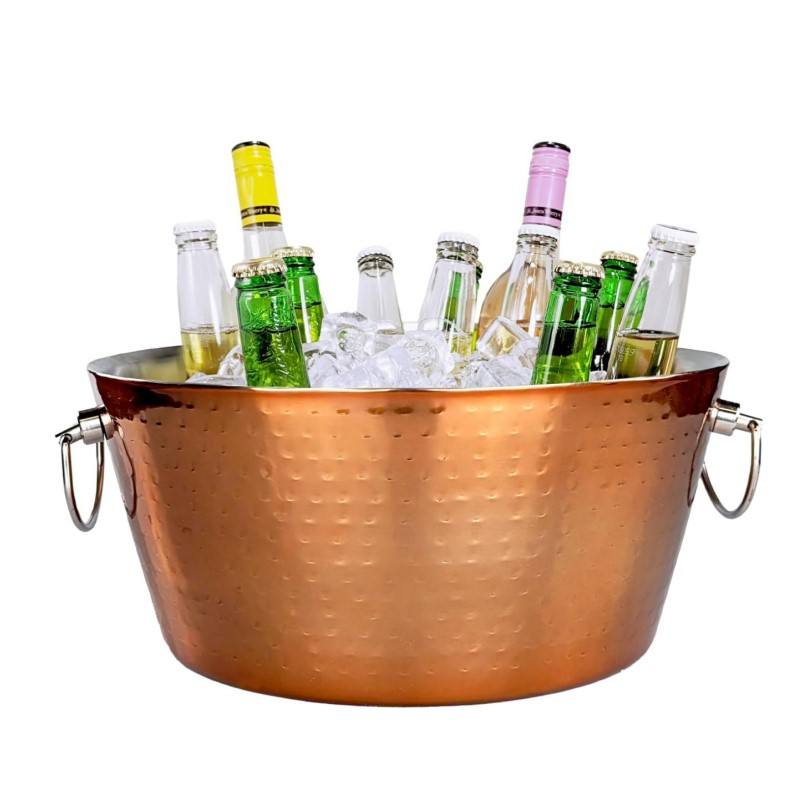 Rose Copper Hammered Stainless Steel Ice Bucket Party Chiller