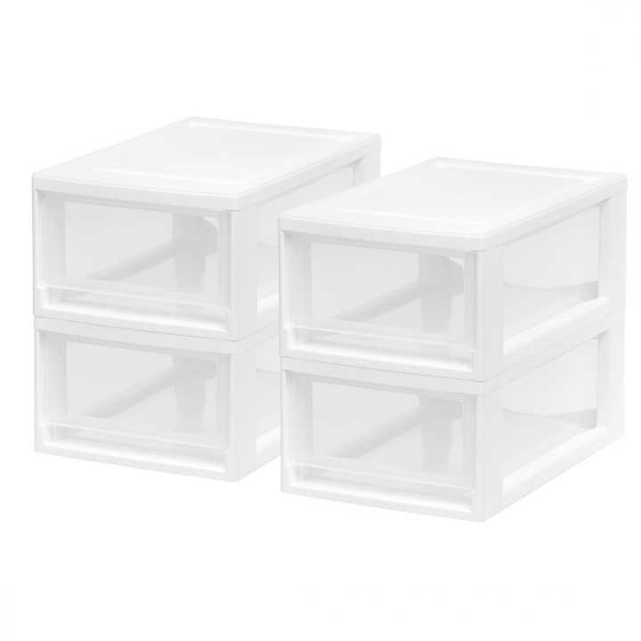 Compact Stackable Plastic Storage Drawer Storage Bins with Drawers ...