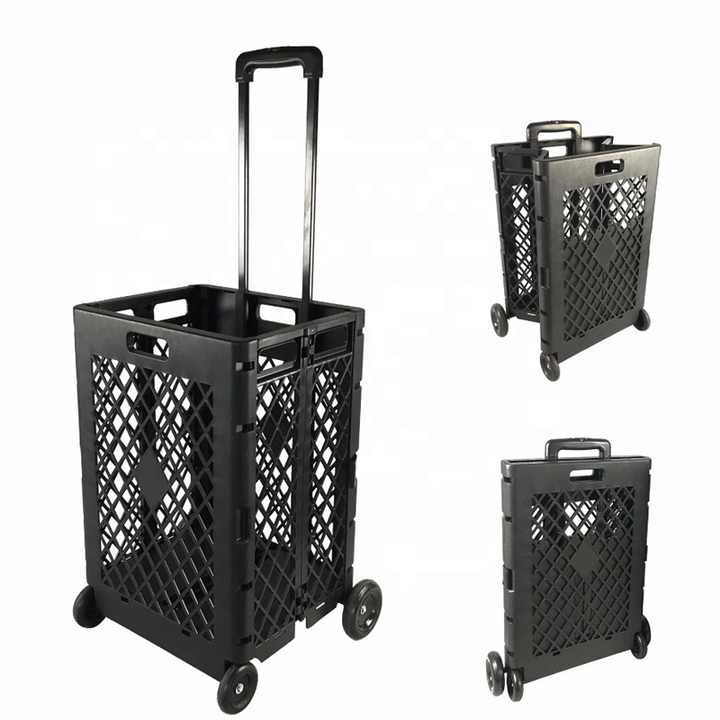 Hot-selling Handle Pull Cart With 4 Wheels 35kg Loading Plastic Car ...