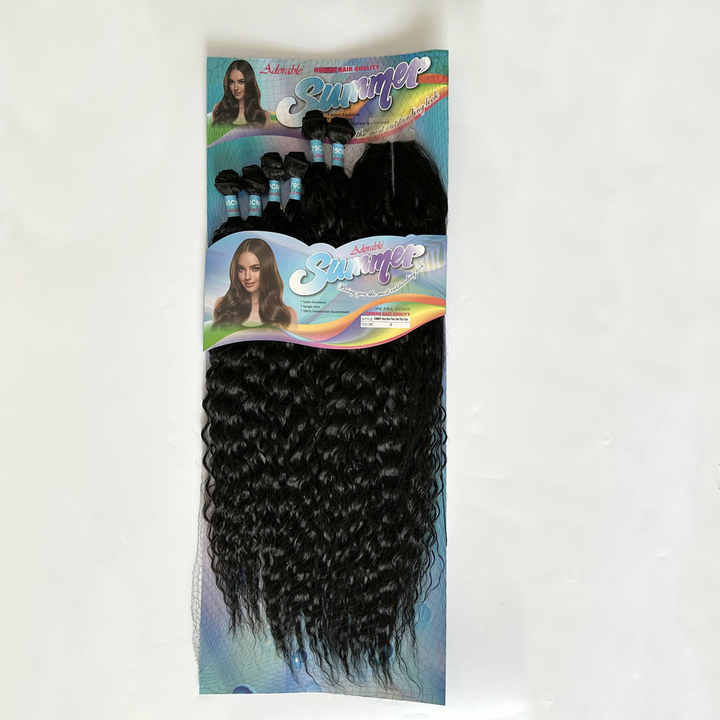 Deep Wave Synthetic Hair Bundles - 6pcs Weave Packet, OEM