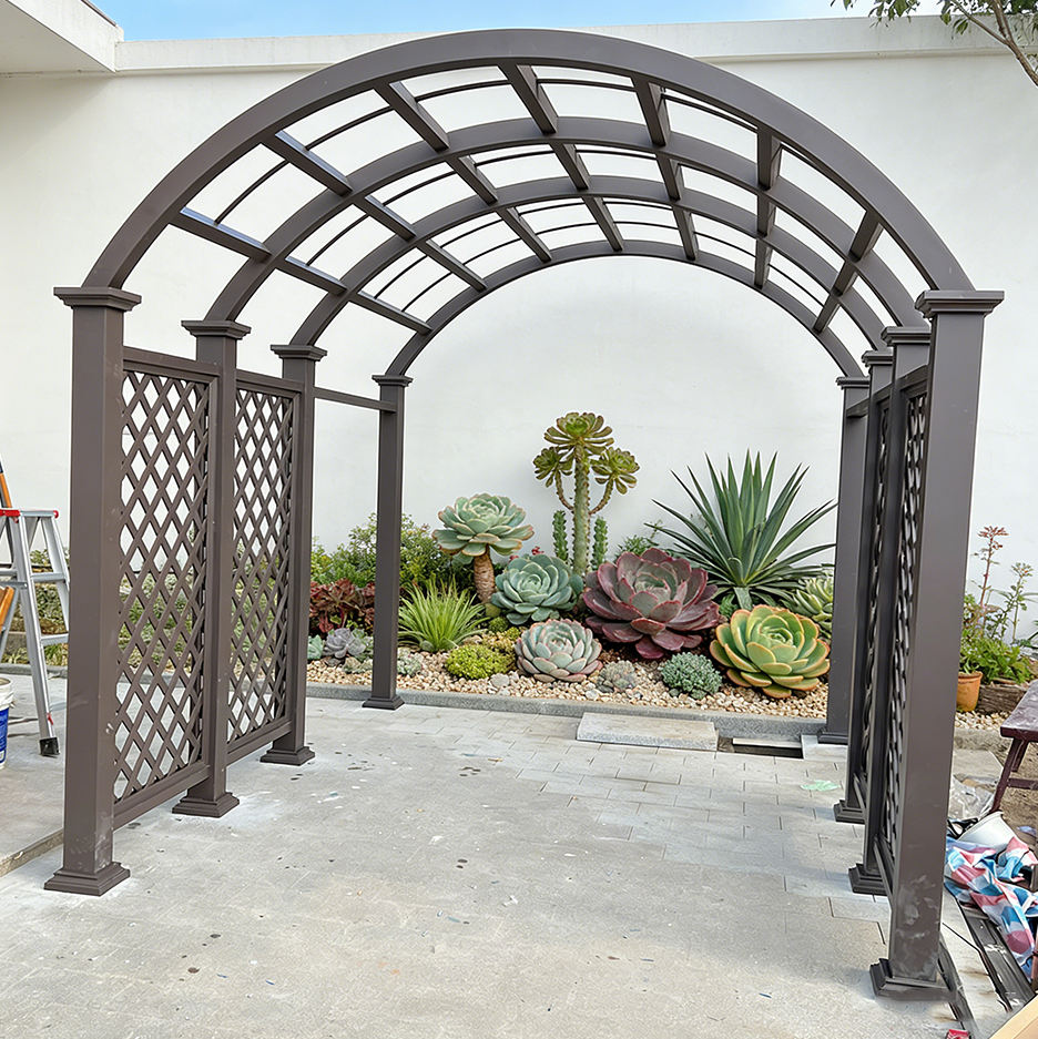 Garden Arch Trellis with Bench Space-Saving Aluminum Alloy Safety ...