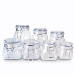 Various size plastic jar with clamp /plastic jar / fido wire bail ...