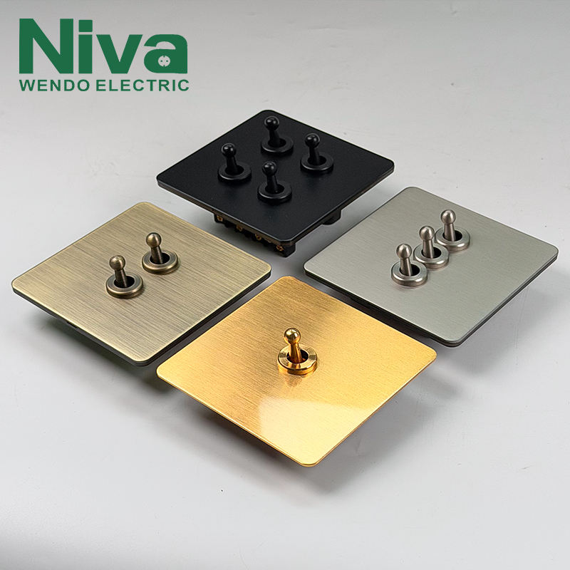 Niva Electric Switches and Sockets Stainless Steel Panel Retro Brass ...