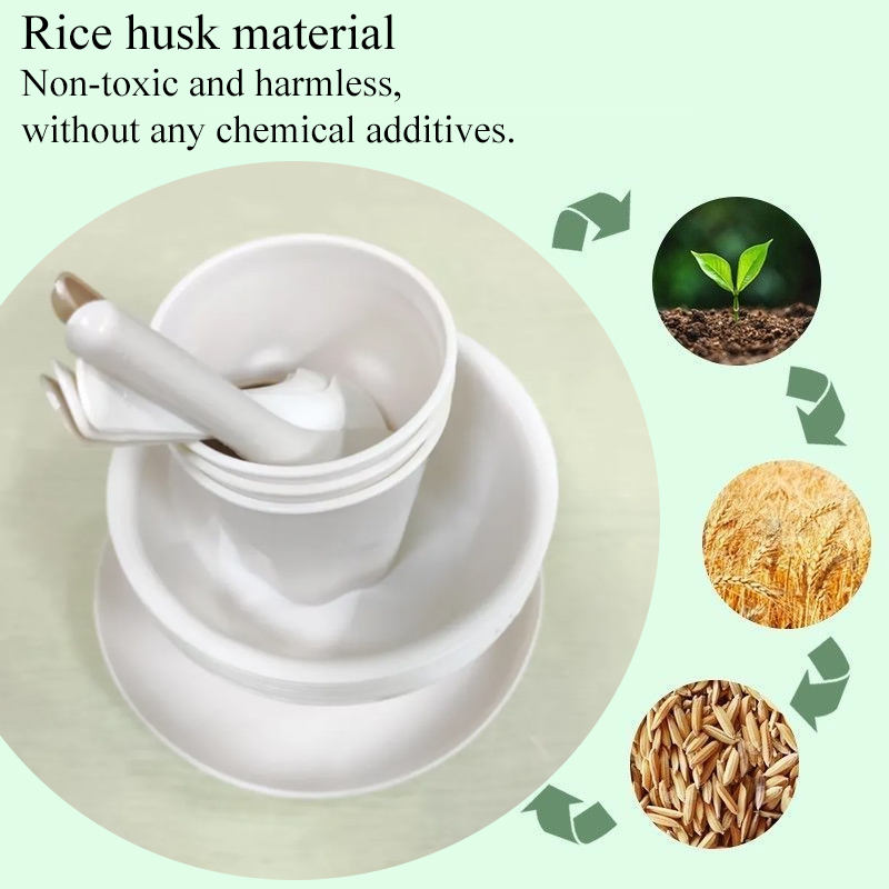 100% Biodegradable Rice Husk Disposable Tableware Set Includes Bowl ...