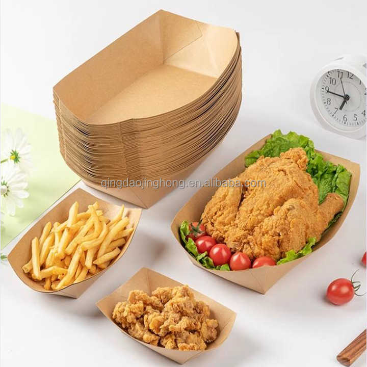 Customized Fast Food Packaging Tray French Fries Paper Boat Box Food ...