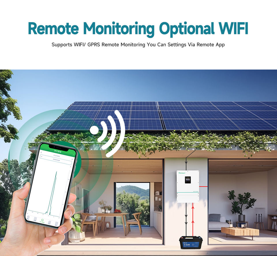 Terinedy Hybrid Grid Solar Inverter Intelligent Control WiFi Module LCD ...