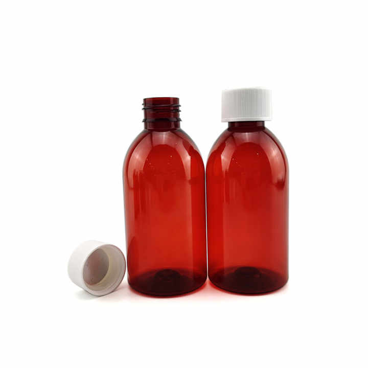 60ml Amber Cough Syrup Liquid Medicine Bottles - Sealed Plastic