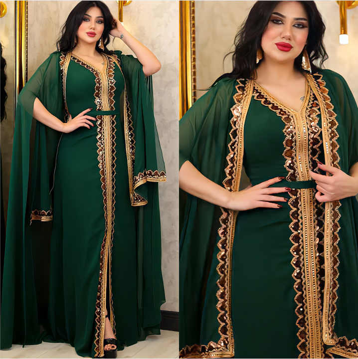 Women Abaya 2 Piece/set Boubou Dress Caftan Islamic Sequined Abaya Sets ...