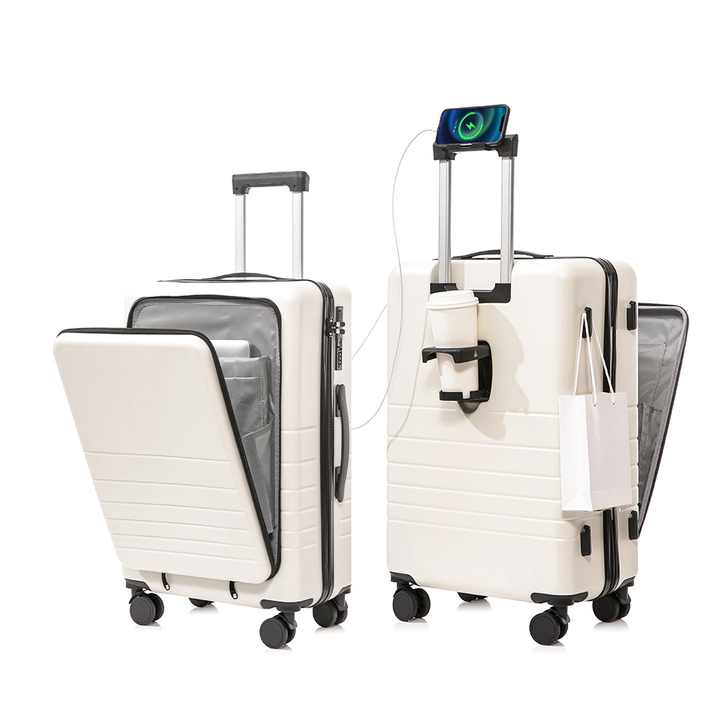 Carry on Suitcase with Cup Holder - Multifunctional Luggage