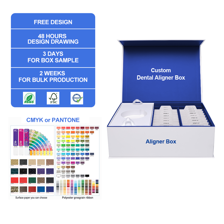 HUAER Luxury Rigid Cardboard Magnet Dental Clear Aligner Boxes