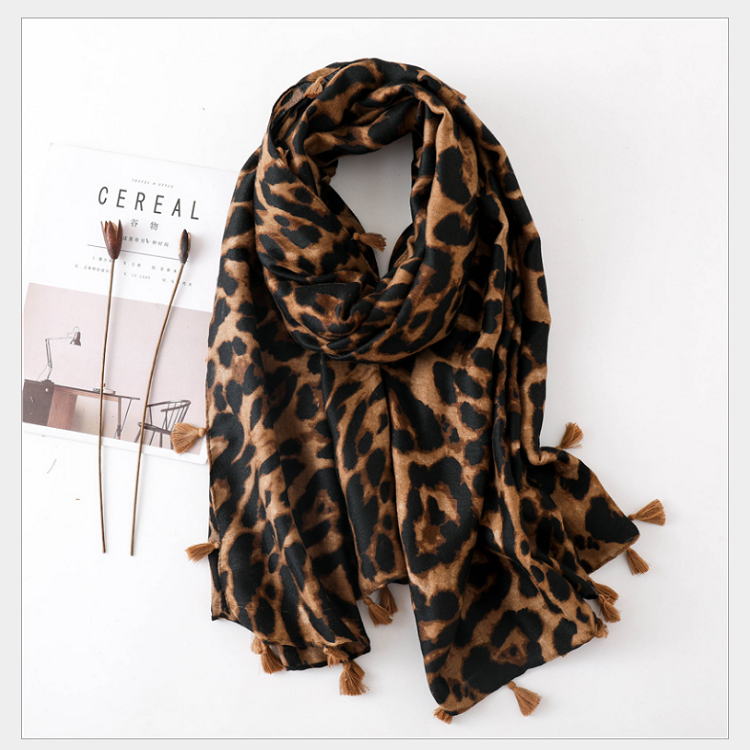Verified Supplier Leopard Print Hijab Soft Cotton Modal Fabric ...