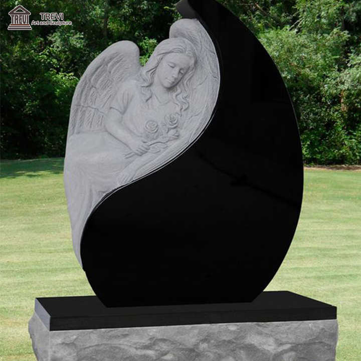 Customized Monument Shadow Carving - Black Granite Headstones