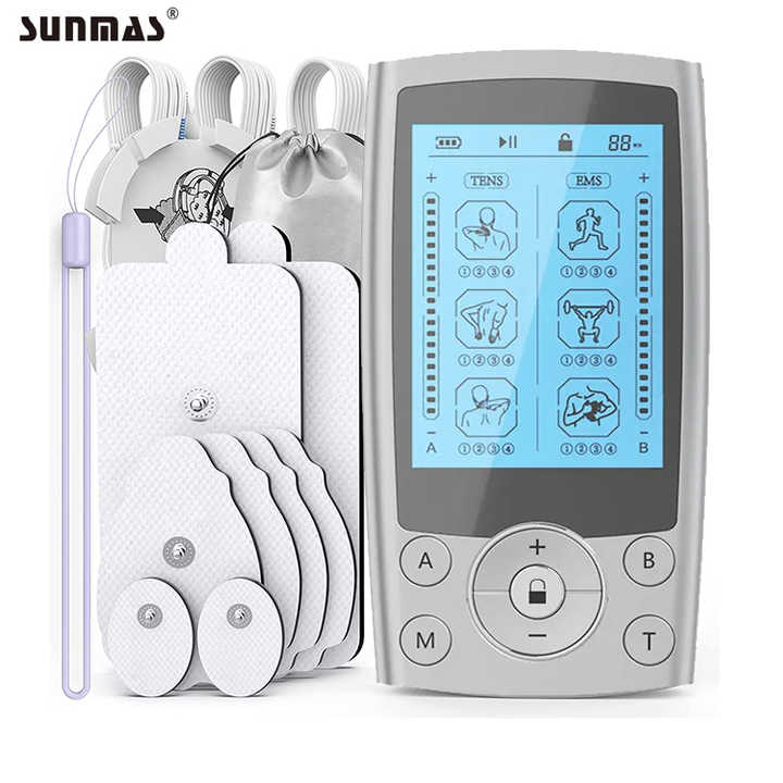 Sunmas 24 Modes Dual Channel TENS Machine Pulse Massage Continuous ...
