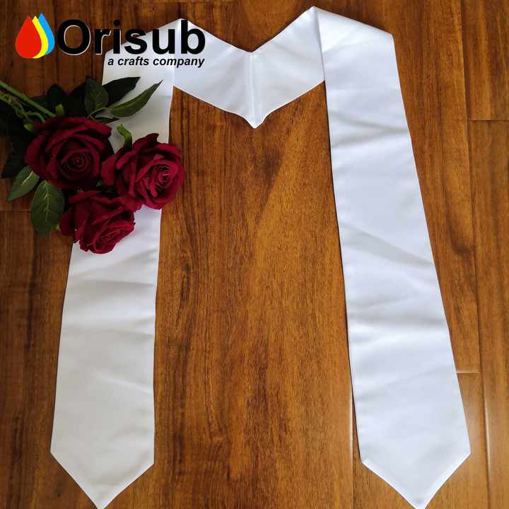 White plain polyester sublimation blank graduation stole personalized ...