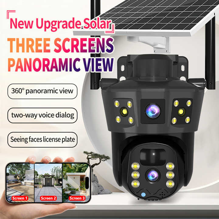 V360pro 4K Dual Lens CCTV WiFi Wireless IP Security Camera 4G Network 3 Screens Night Vision ...