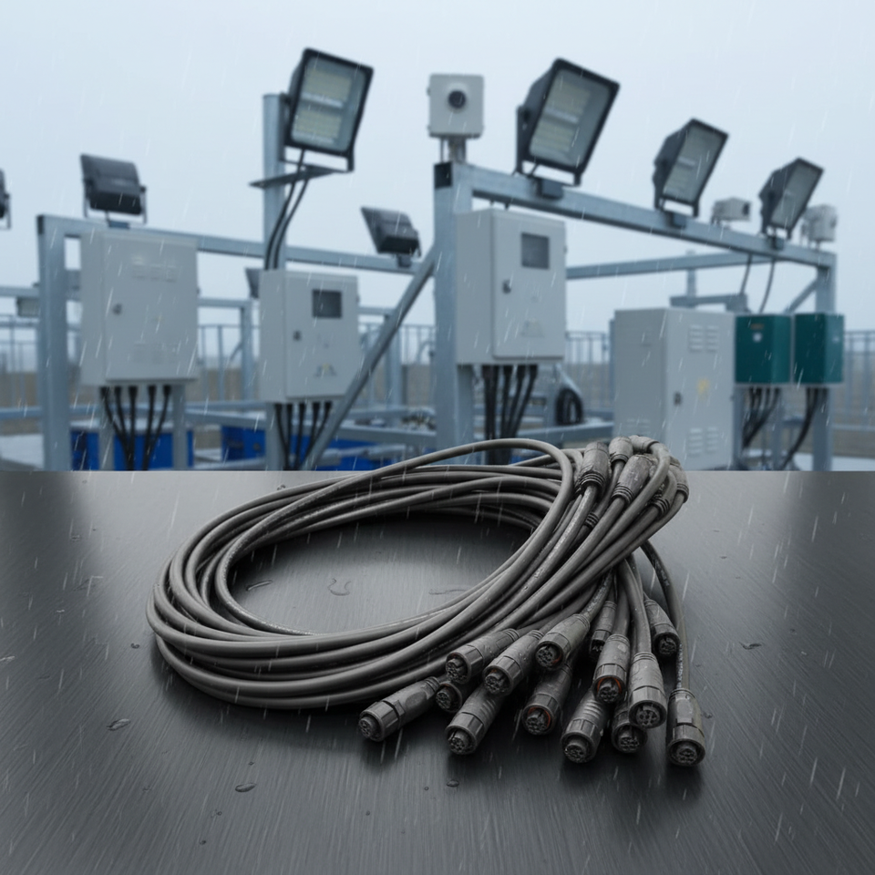 M12 6pin Rubber Cable 6x0.3mm2 IP68 100V 3A 1m Long for High Level LED ...
