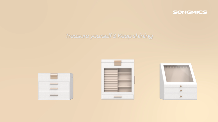 SONGMICS Luxury MDF Wood Jewelry Storage Box - 3-Layer Organizer