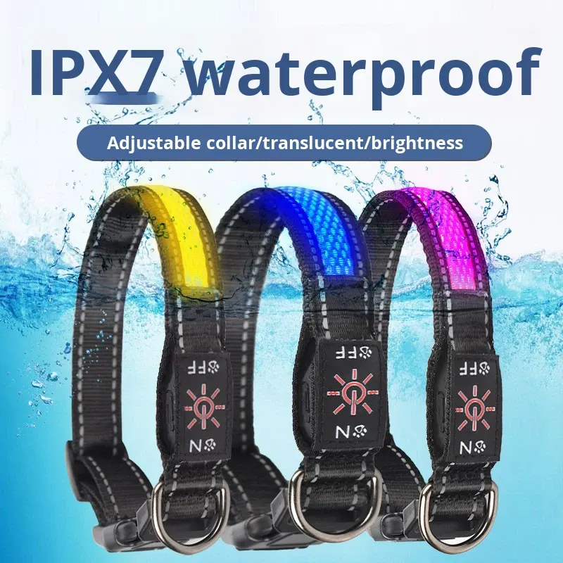 Led Dog Collar Luminous Nylon Mesh Dog Collar with Type-C Charging Port ...