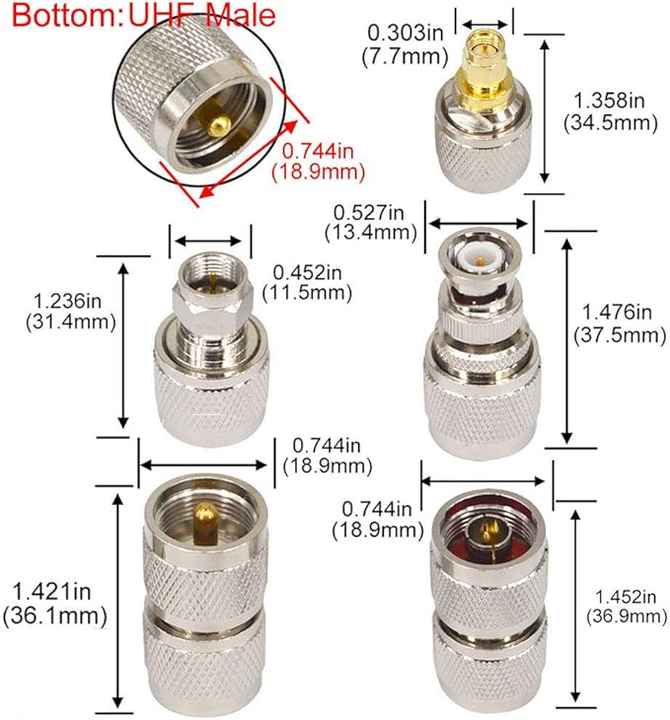 SO239 PL259 SMA UHF TNC MCX BNC to N F Male Female Kit Adapter Set RF Coaxial Connector Coax ...