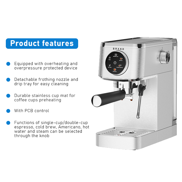 Espresso Machine Electric Italian Semi-auto Coffee Machine With Milk ...