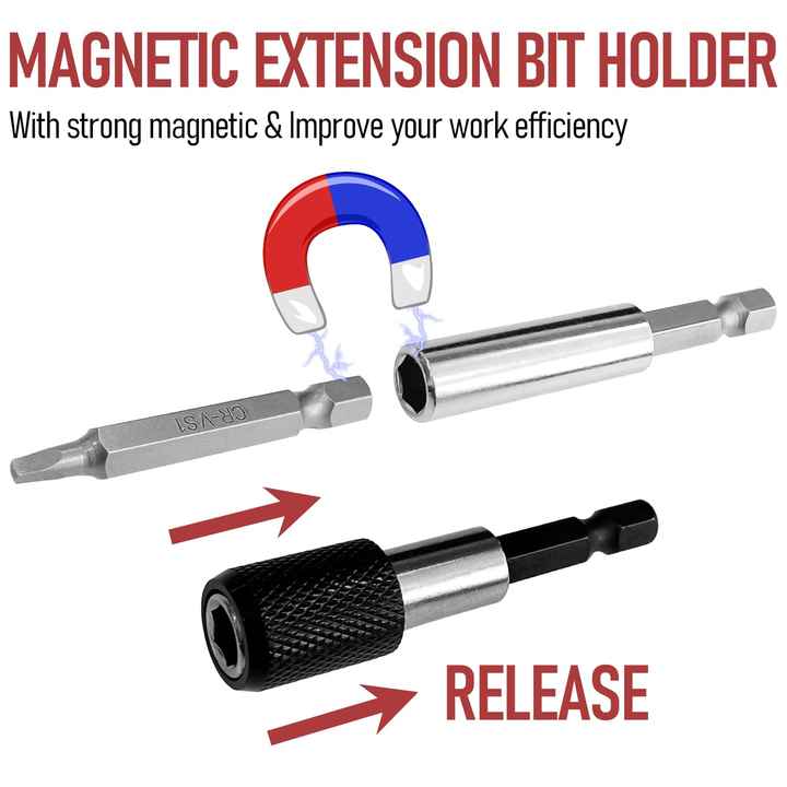 208-Piece Professional 1/4\" Hex Shank Screwdriver Bit Set Chrome ...