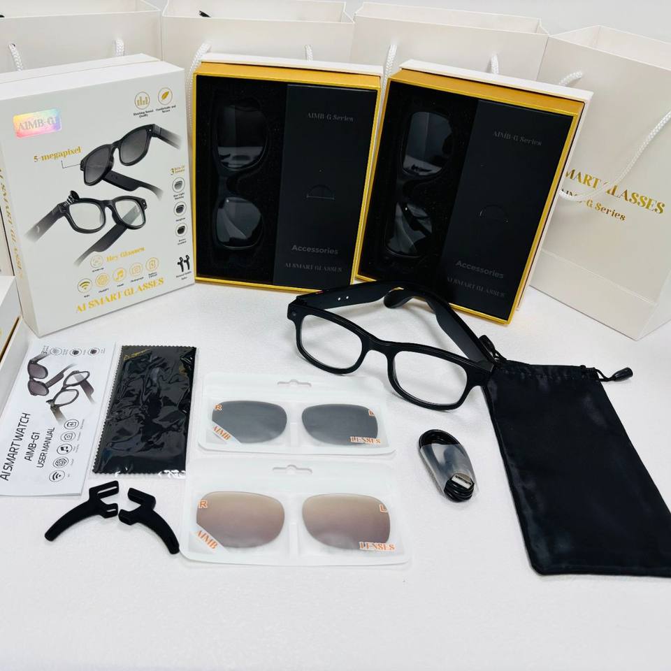 QSF AIMB-G1 Smart Glasses 5MP Camera Titanium Frame IPX-4 Waterproof ...