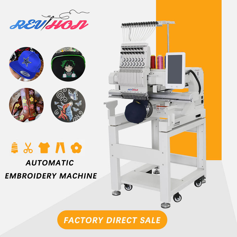 REVHON Professional Embroidery Machine Single Head 12/15 Needle 600 ...
