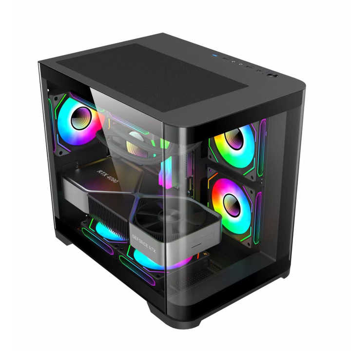 Herder PC Cube Gaming Desktop Case - Tempered Glass Chassis