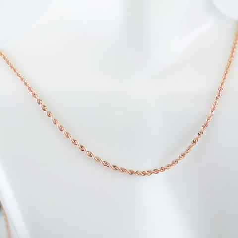 9k Real Gold Plated Rope Chain 2mm Men Chain Necklace Women Chains 16 ...