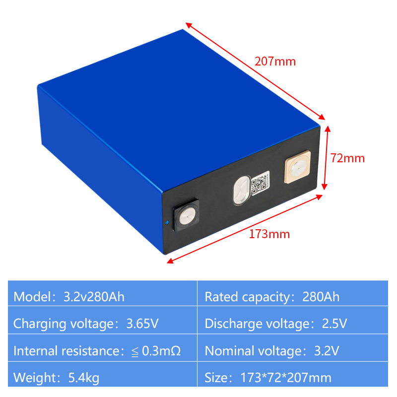 Hithium 3.2V 280Ah 立方形固态磷酸铁锂（LiFePO4）电池 高性能 10000 次循环 适用于太阳能存储系统 ...