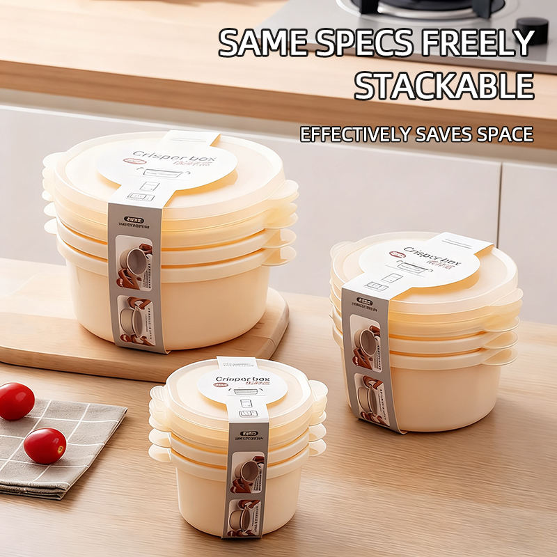 Round Food Grade PP Plastic Storage Box Thickened Bento Box Microwave ...