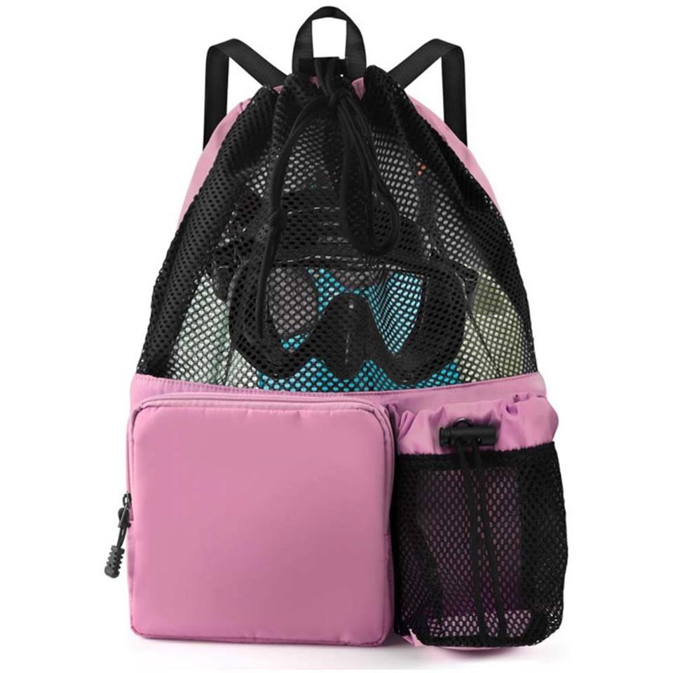 Customized Polyester Waterproof Spot Mesh Drawstring Backpack with Shoe ...