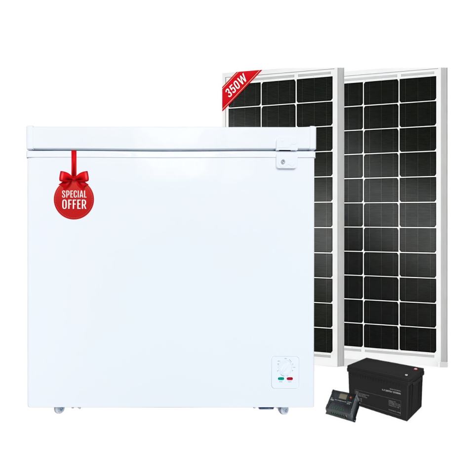 12V/24V 200l Manual Defrost Solar Deep Freezer Solar Panel Battery Kit ...
