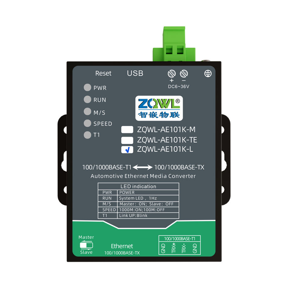100/1000BASE-T1 to RJ45 Gigabit Automotive Ethernet Converter with H ...