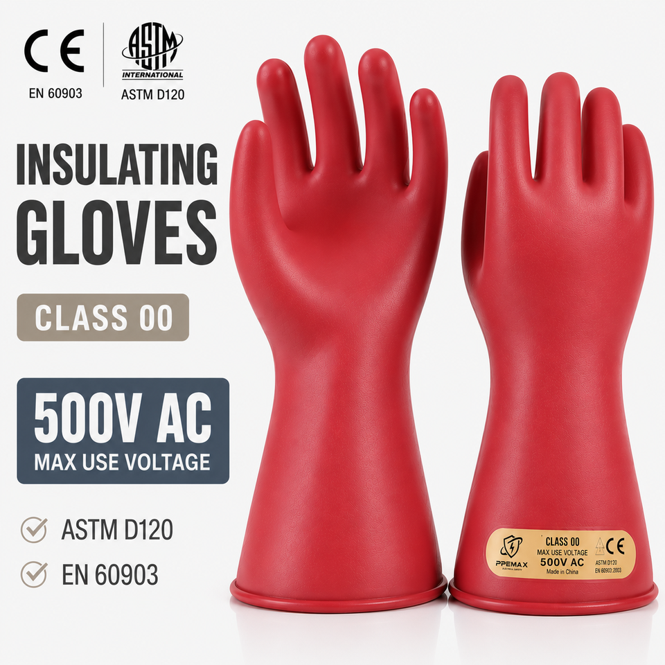 PPE MAX 500V OEM Lineman Class 00 Safety Gloves Rubber Arc Flash ...