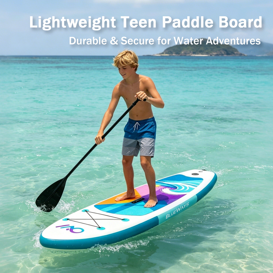 9'6" Ocean Wave Inflatable Paddle Board Teens, 290cm Stable Junior SUP ...
