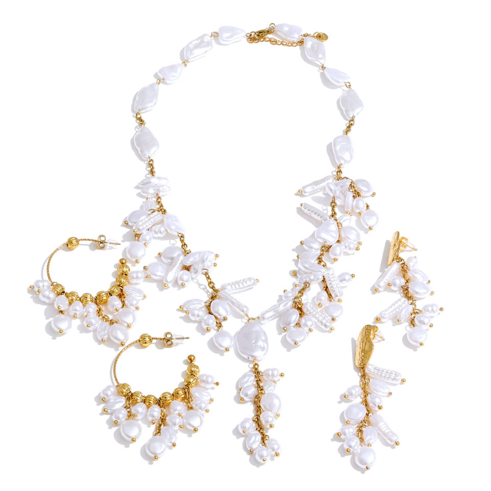 XY 5245 European Fashion Baroque Pearl Drop Earrings Necklace ...