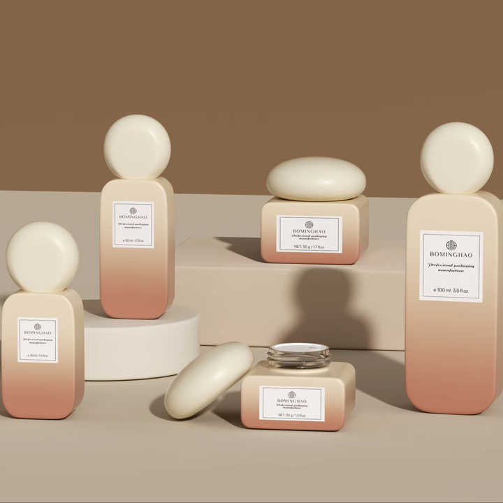 New Wholesale Orange Square Skincare Empty Flat Cosmetic Packaging Set ...