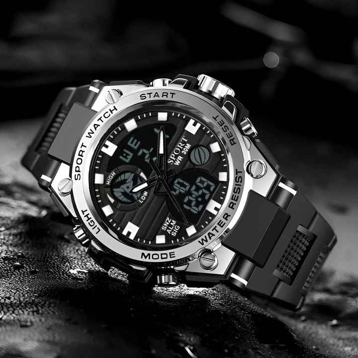 Top Sports Watch - Shockproof Dual Time Analog LED Clock