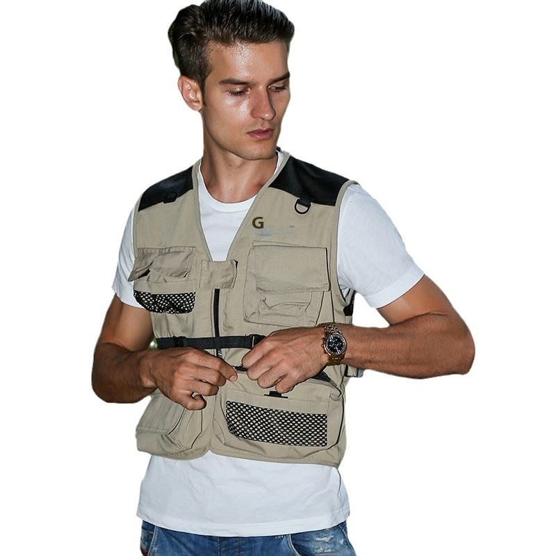 Custom Embroidered logo Multi-pocket Photography Vest Reporter Director ...