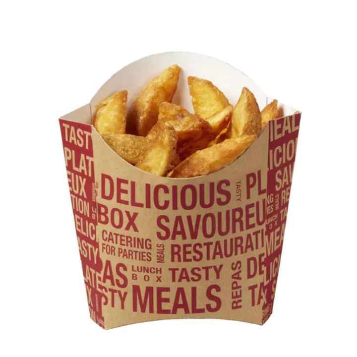 Custom Disposable Kraft Paper Fast Food Fries Holder Box