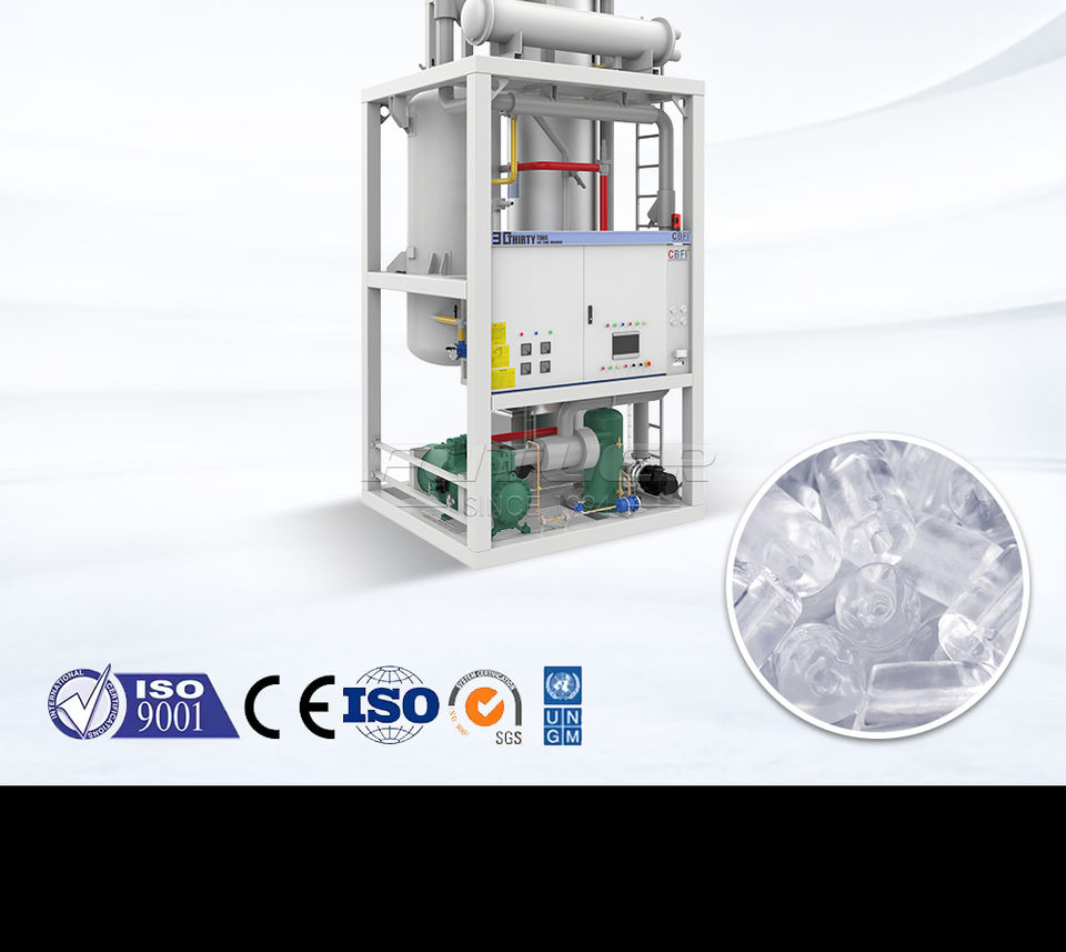 30 Ton Tube Ice Maker Machine Hanzhong Compressor Integrated Tube Ice ...