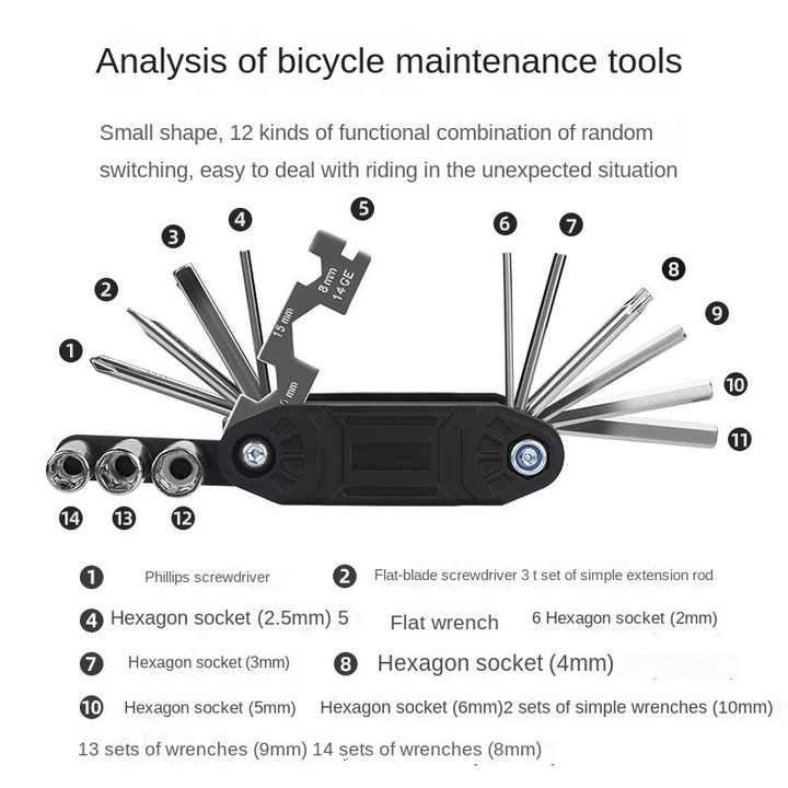 TOSUOD Lightweight Bicycle Repair Tool Hexagon ScrewdriverSuit with ...